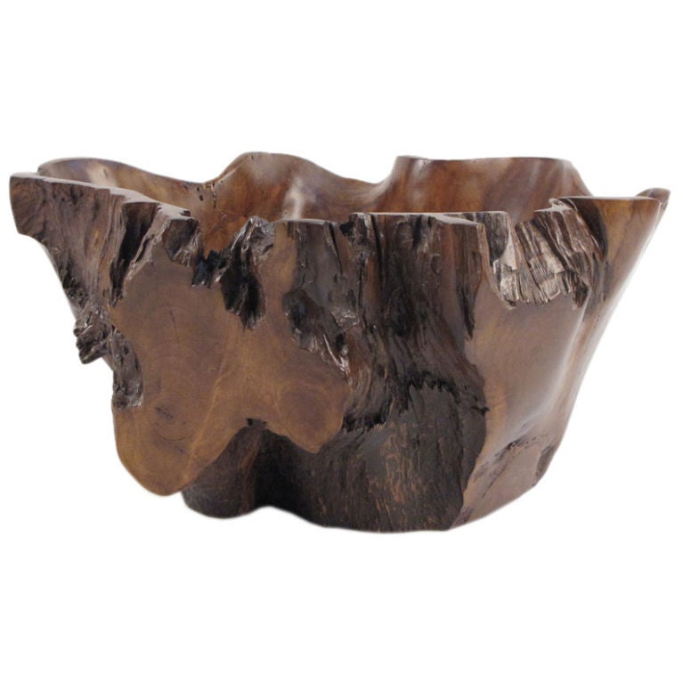 DILORENZO CARVED TREE TRUNK CENTER BOWL. at 1stDibs