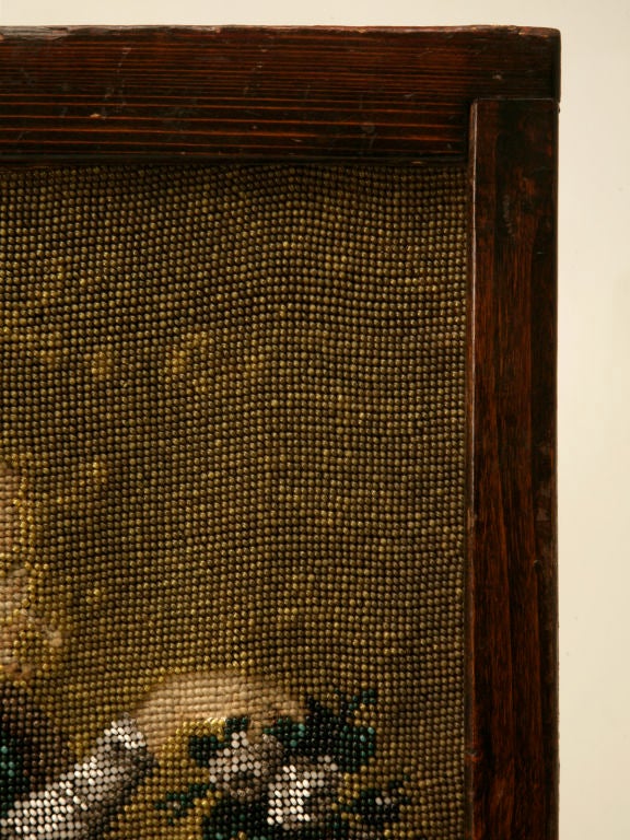 c.1870 Victorian Hand-Beaded Cheval Fire Screen at 1stDibs