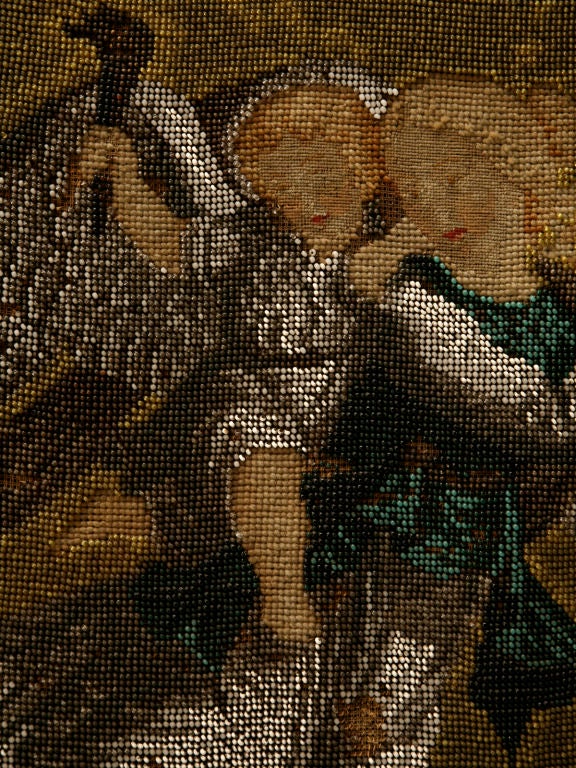 c.1870 Victorian Hand-Beaded Cheval Fire Screen at 1stDibs