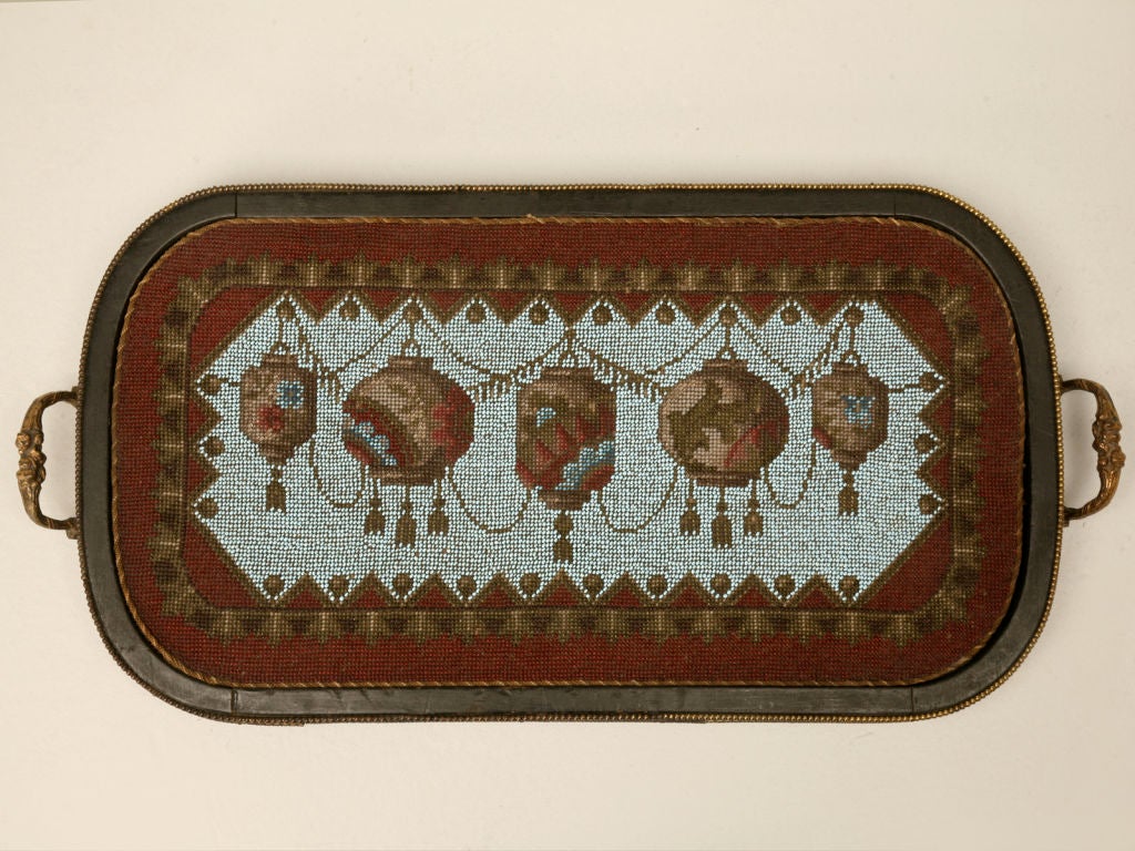 c.1880 English Hand-beaded Tea Trivet/Tray at 1stDibs