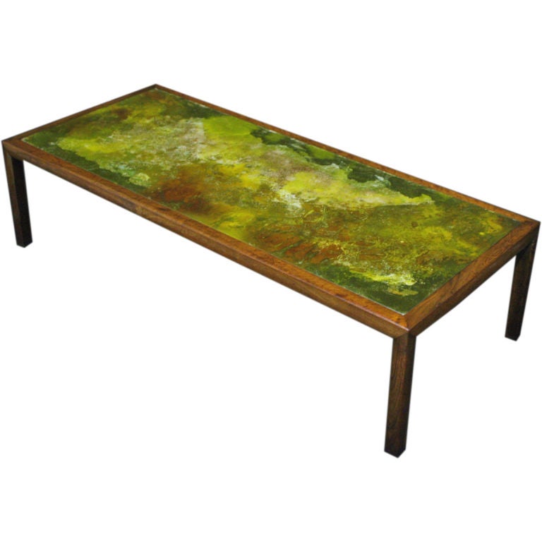 An Exceptional and Rare Reverse Painted Glass Table by John Keal at 1stDibs