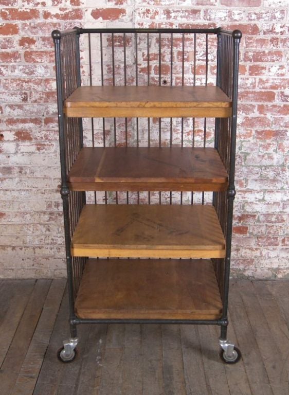Vintage Industrial Wood and Metal Bindery Rolling Cart at 1stDibs