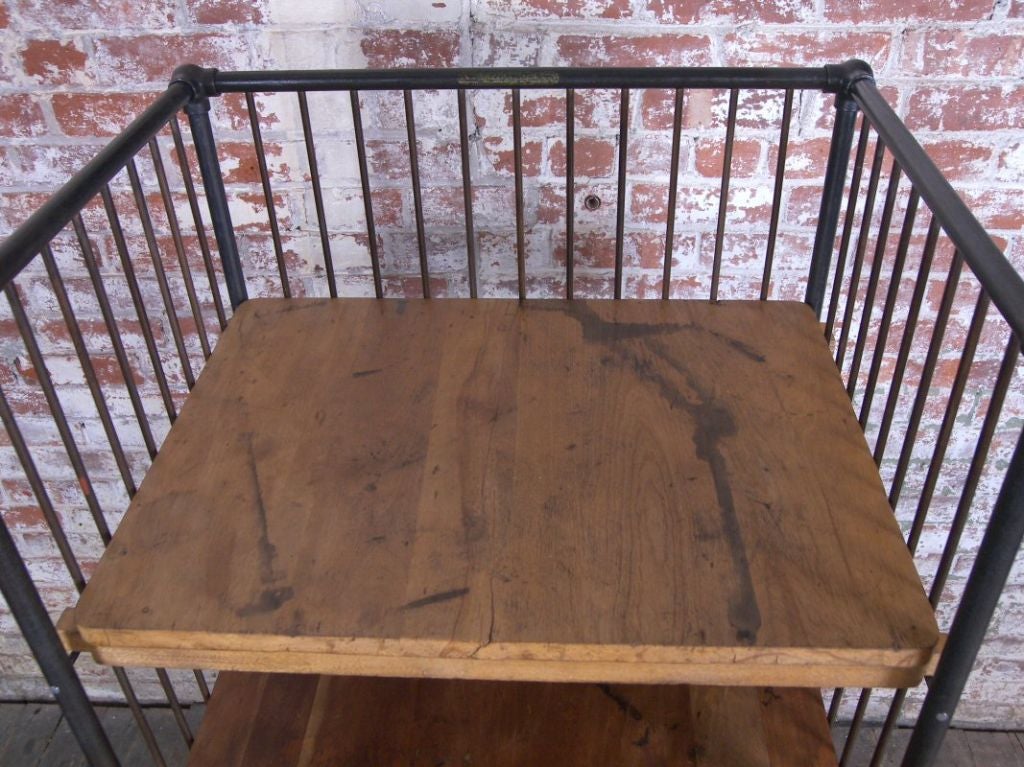 Vintage Industrial Wood and Metal Bindery Rolling Cart at 1stDibs