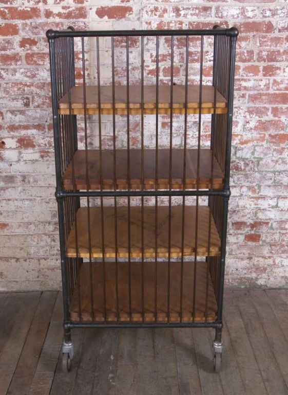 Vintage Industrial Wood and Metal Bindery Rolling Cart at 1stDibs