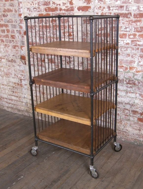 Vintage Industrial Wood and Metal Bindery Rolling Cart at 1stDibs