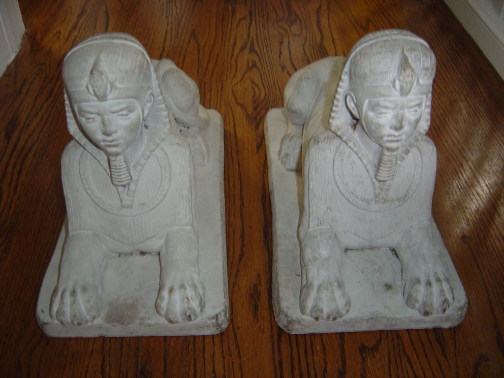 A Pair of Cast Stone Sphinx For Sale at 1stDibs