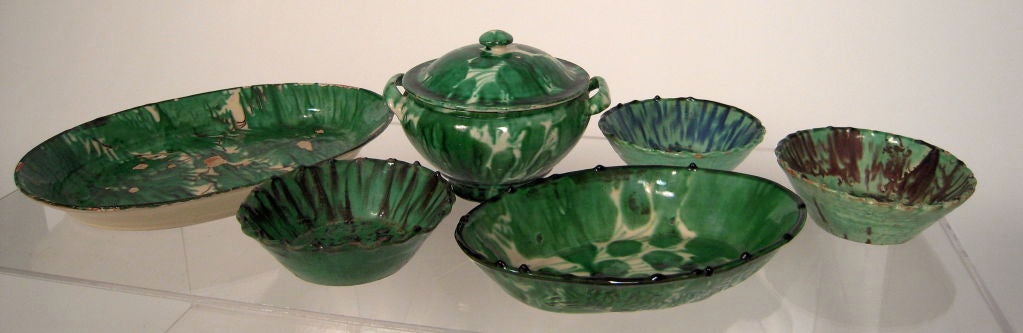 COLLECTION OF STRIKING VINTAGE MEXICAN GREEN POTTERY, c. 1940s at ...