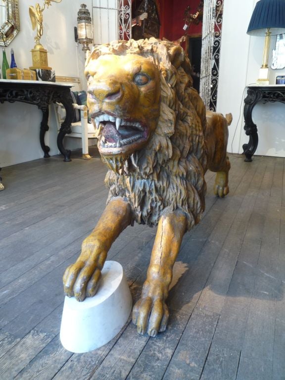 Life-Size 18th Century Carved Lion and Lioness at 1stDibs