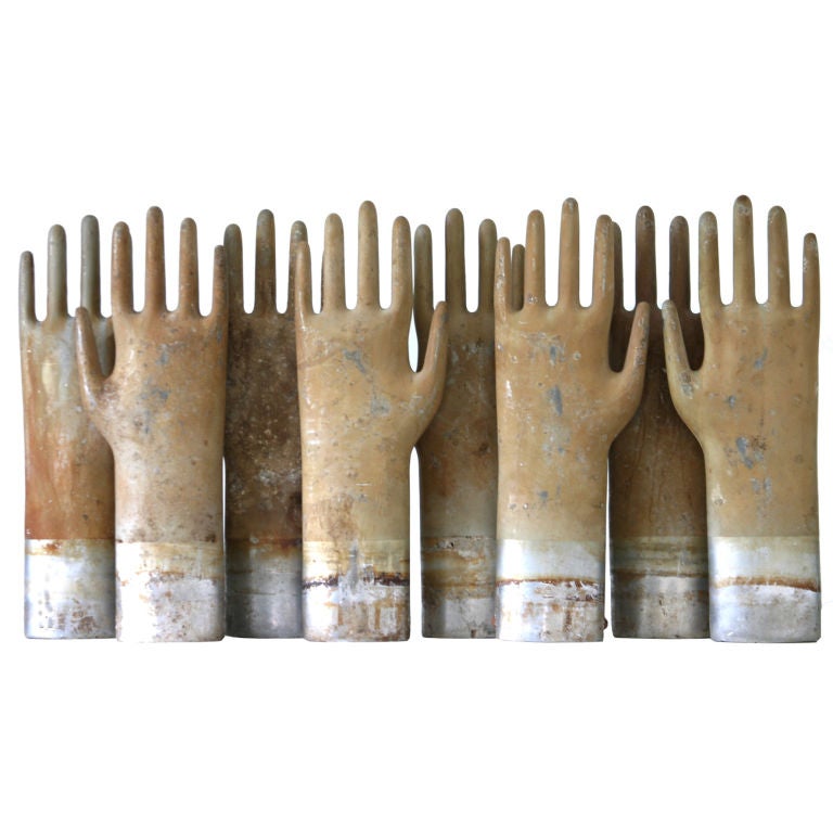 Collection of Eight Metal Glove Forms at 1stDibs