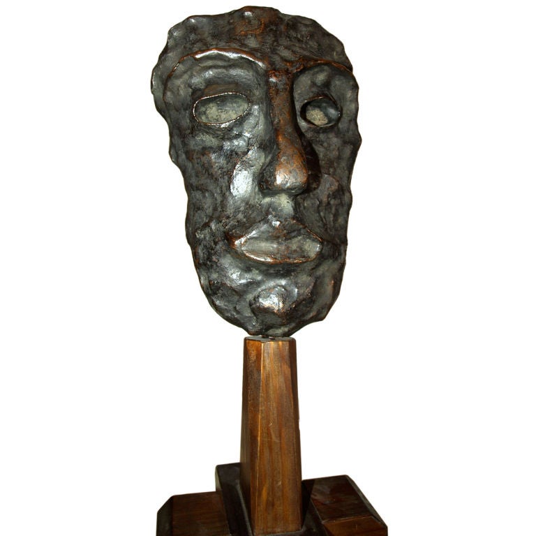 Abstract Bronze Mask mounted on a Stand at 1stDibs