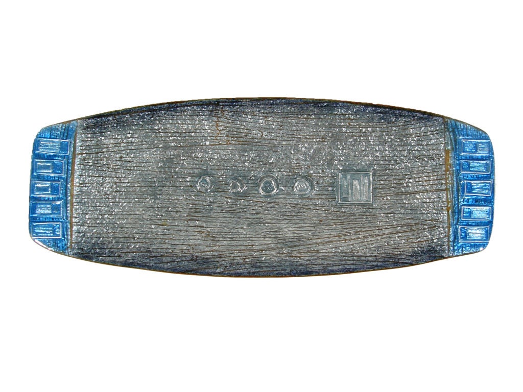 ITALIAN 1950'S ENAMEL COPPER and SILVER TRAY by Studio Del Campo at 1stDibs