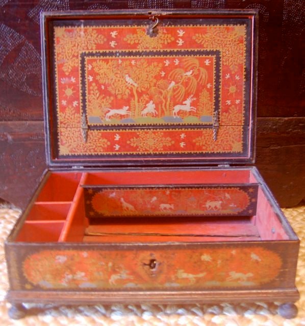 18th Century Mexican Lacquer Box with Animal and Plant Motifs For Sale ...