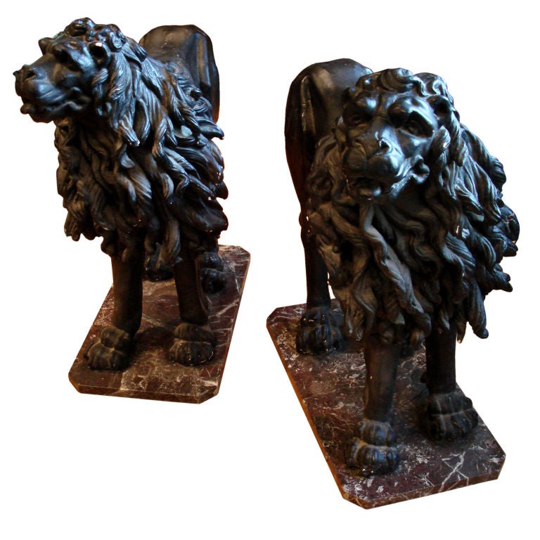 Two Large Fellini Style Lions at 1stDibs