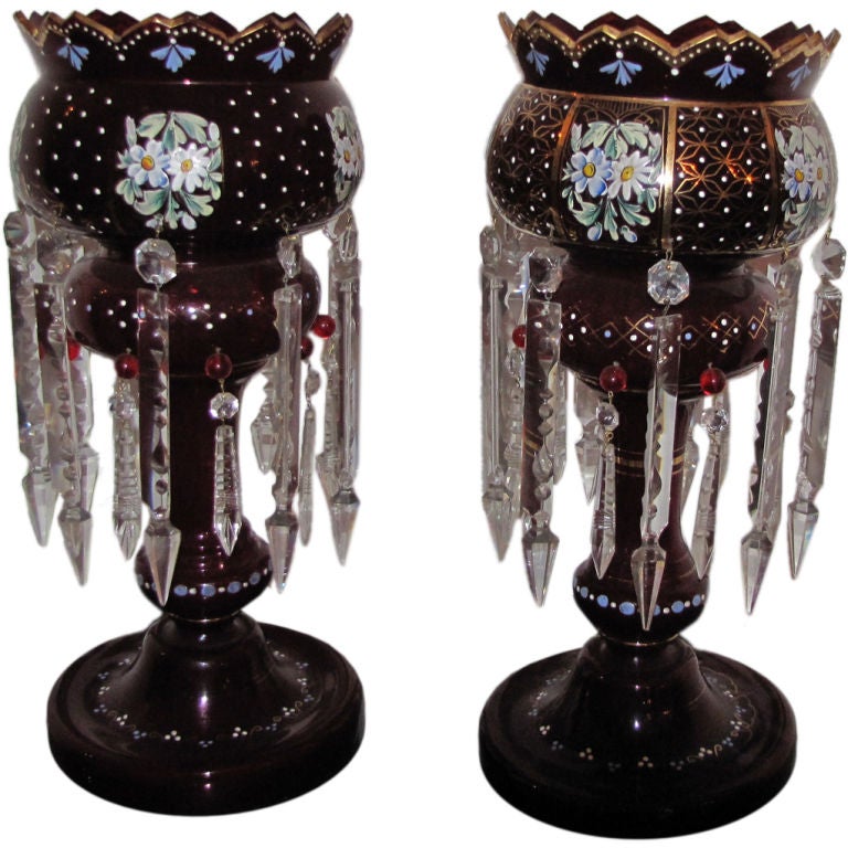 Pair of 19th c. Bohemian Ruby Glass Lusters For Sale at 1stDibs