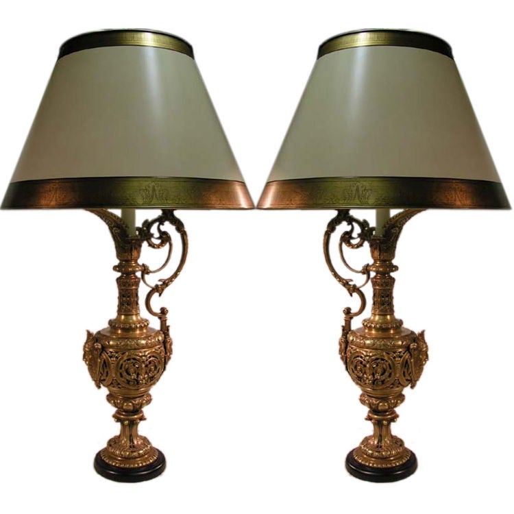 Pair of Bronze Ewer Lamps at 1stDibs
