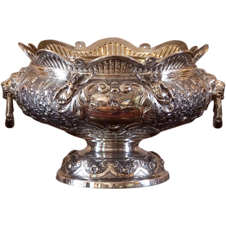 Exceptional Sterling Silver Armada Monteith Bowl For Sale at 1stDibs