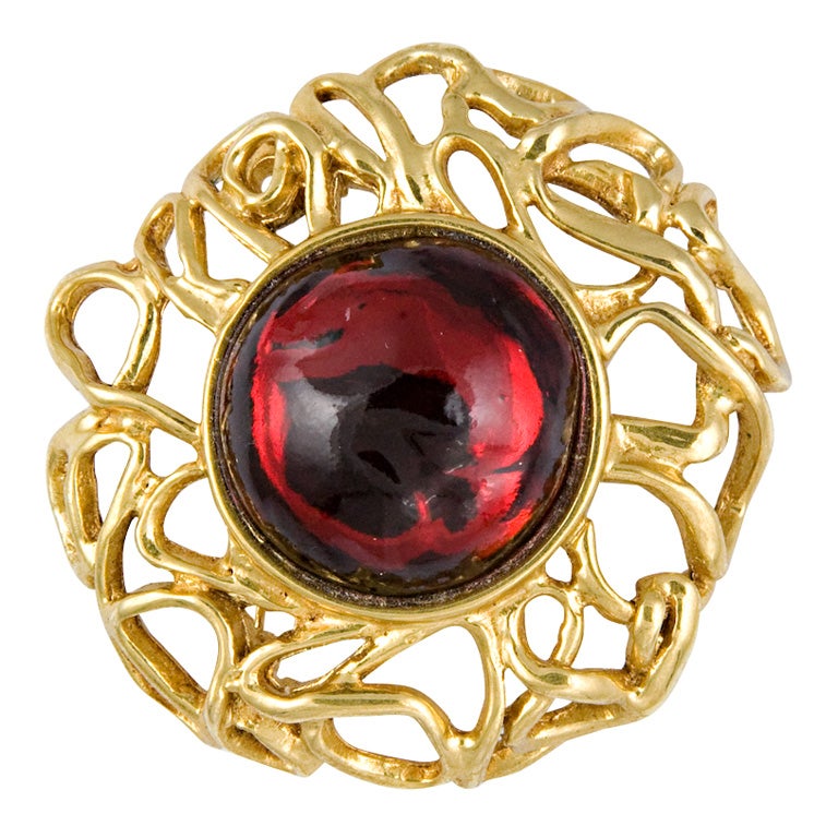Red and Gold Brooch by YSL at 1stDibs