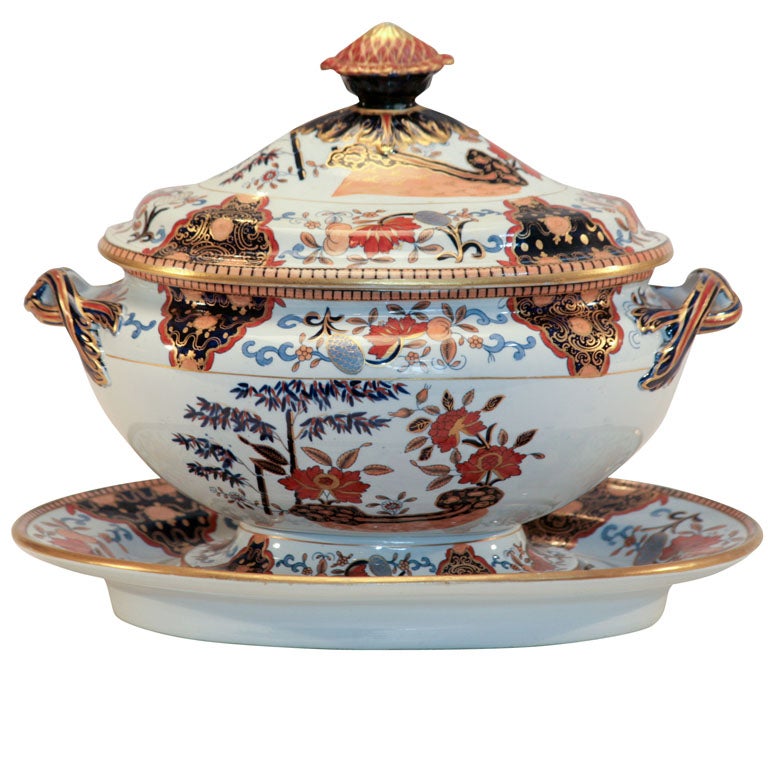 Large and Magnificent Davenport Soup Tureen on Stand at 1stDibs