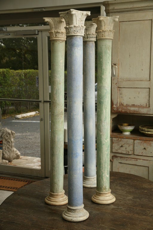Set of Four Painted Italian Scagliola Columns For Sale at 1stDibs
