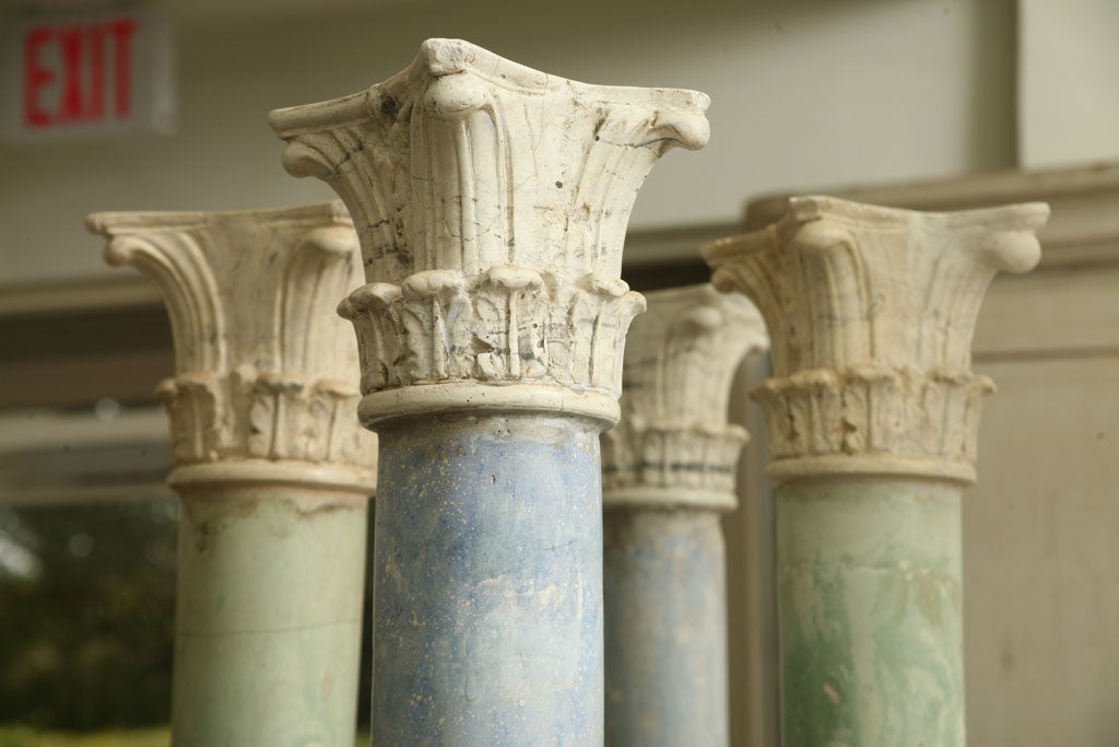 Set of Four Painted Italian Scagliola Columns For Sale at 1stdibs
