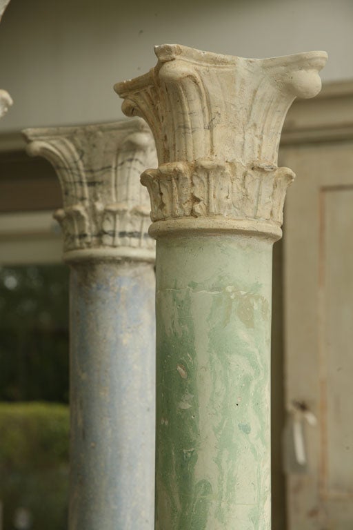 Set of Four Painted Italian Scagliola Columns For Sale at 1stdibs