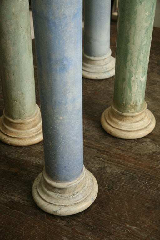 Set of Four Painted Italian Scagliola Columns For Sale at 1stDibs