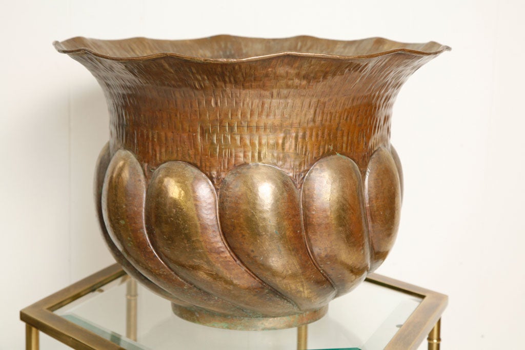 Very Large Italian Hammered Brass Planter at 1stDibs