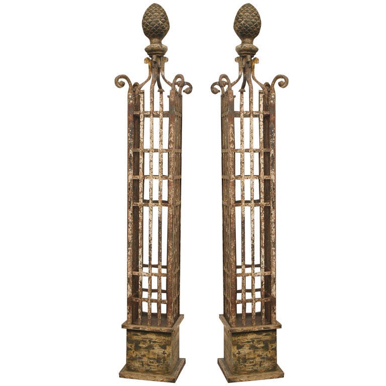 Pair of Iron Column Trellises at 1stDibs
