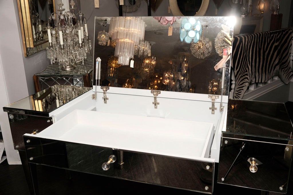 Mirrored Flip-Top Vanity Desk For Sale at 1stDibs | small flip top ...