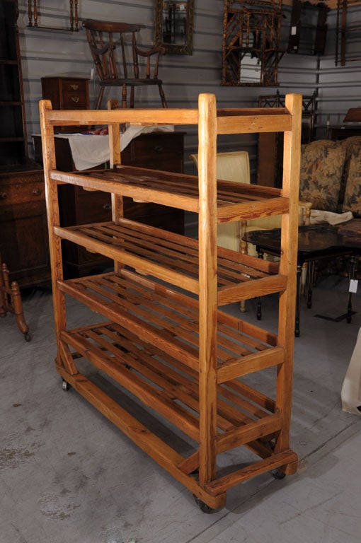 Rolling Trolley (Display Cart) with Slatted Shelves of Long Pine at 1stDibs