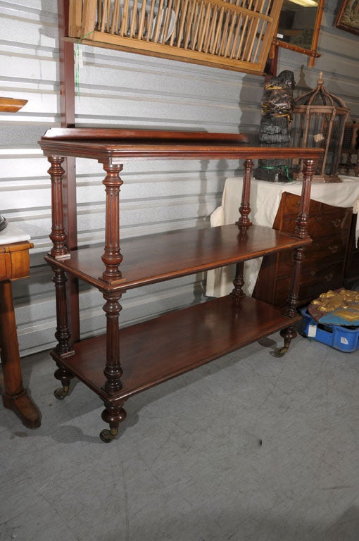 Trolley Server of Mahogany with Turned Supports (on Casters) at 1stDibs