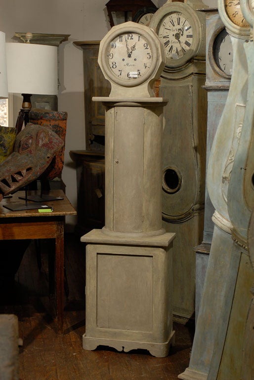 19th Century Swedish Tall Column Shaped Clock For Sale at 1stDibs