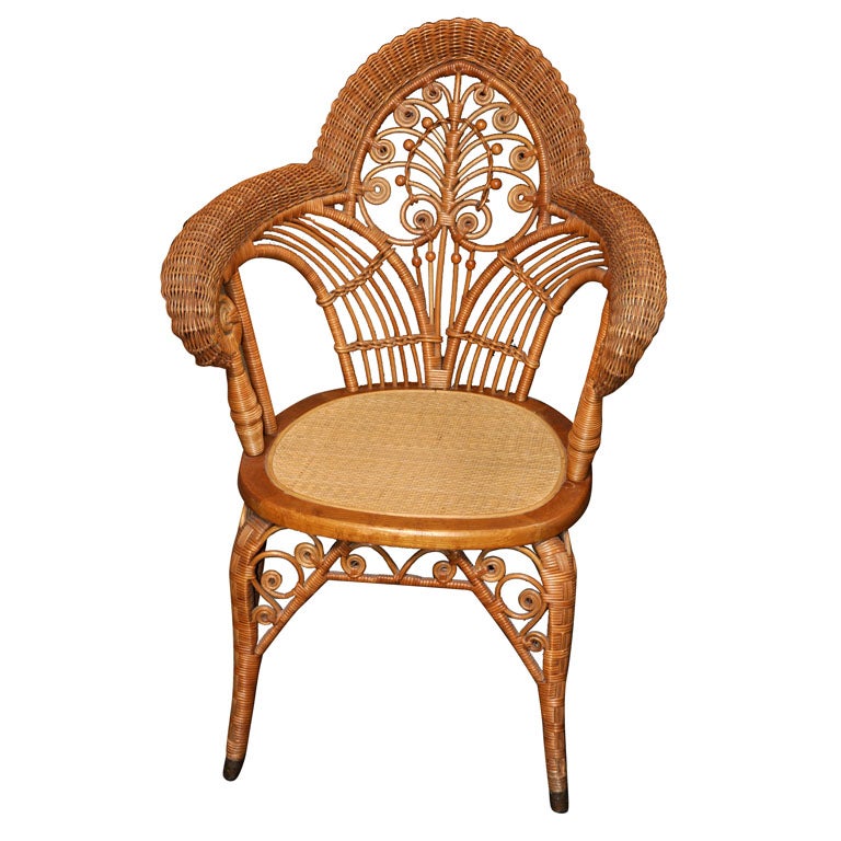 Wicker Arm Chair at 1stDibs