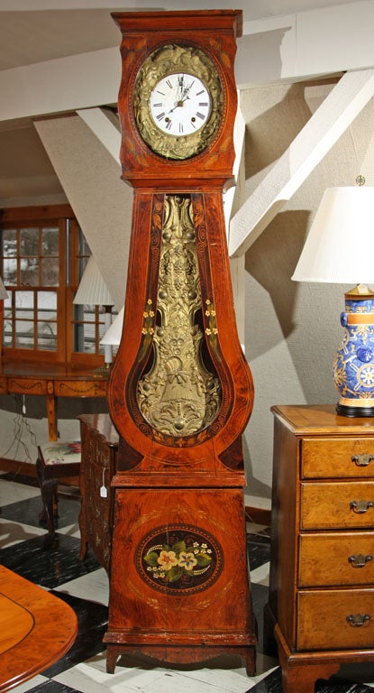 French Painted Tall Case Morbier Clock For Sale at 1stDibs | morbier ...
