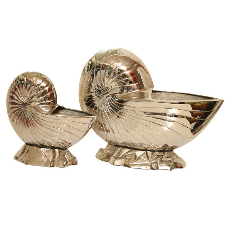 Monumental Nickel Silvered Nautilus Shell Vessels at 1stDibs