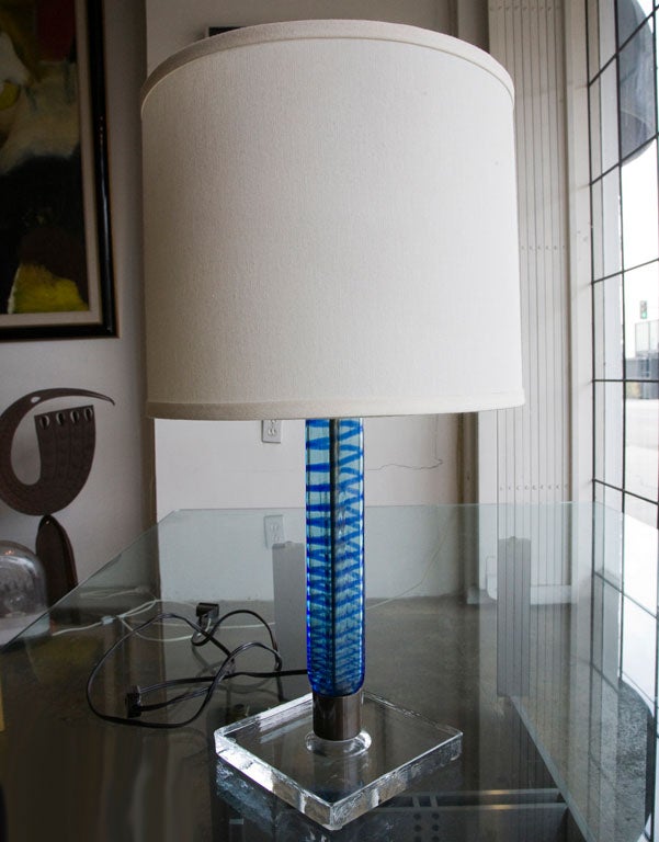 Carlo Moretti murano glass table lamp, signed at 1stDibs