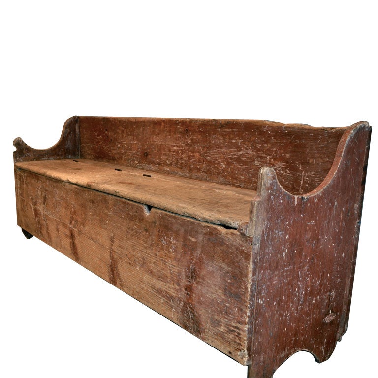 EARLY AMERICAN BENCH WITH STORAGE at 1stDibs