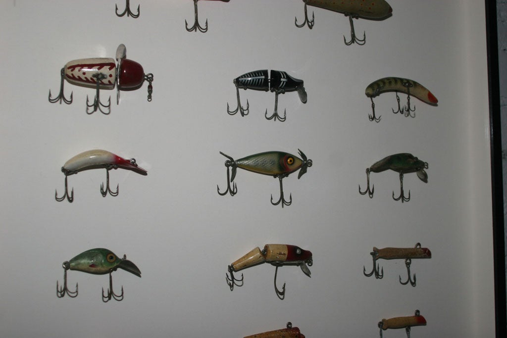 Framed Collection of Vintage Fishing Lures at 1stDibs