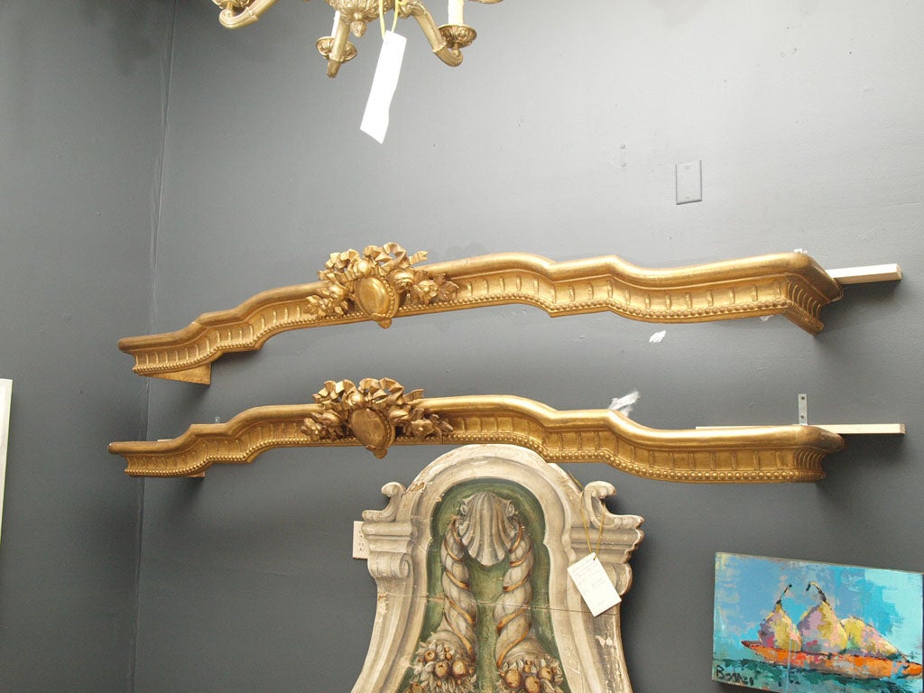 Pair of French carved gilt wood cornices at 1stDibs