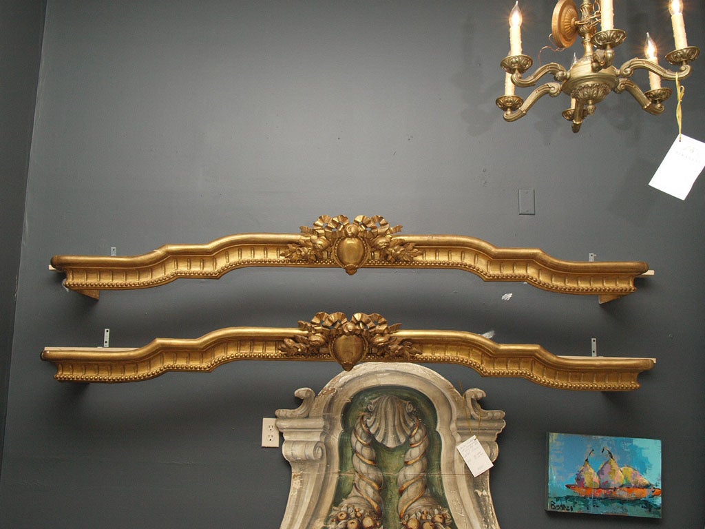 Pair of French carved gilt wood cornices at 1stDibs