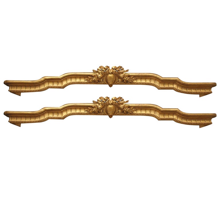 Pair of French carved gilt wood cornices at 1stDibs