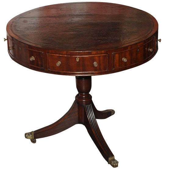 Antique English mahogany leather top rent table. at 1stDibs