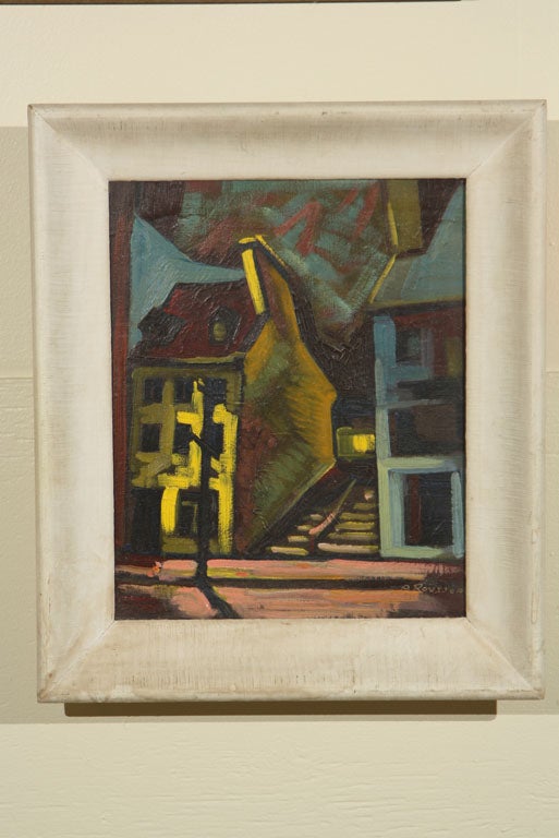 Modernist Oil on Canvas by Albert Rousseau in Original Frame at 1stDibs