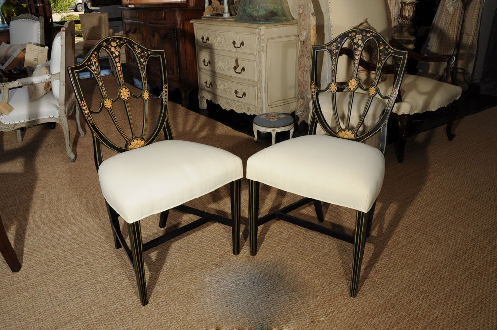 Hand Painted Hepplewhite Style Chairs at 1stDibs