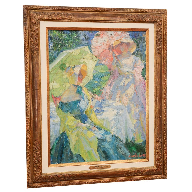 Louis Betts "Tea Party" oil on canvas Painting at 1stDibs