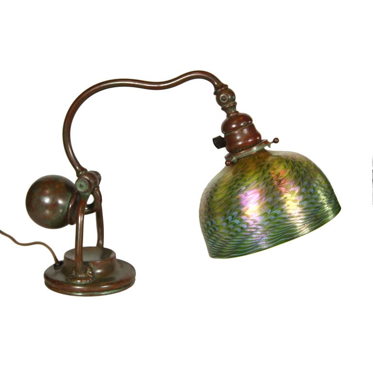 Tiffany Studios Counterbalance Desk Lamp Damascene Shade at 1stDibs ...