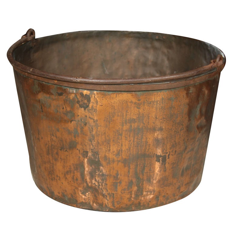 Very Large Copper Boiler with Wrought Iron Handle at 1stDibs