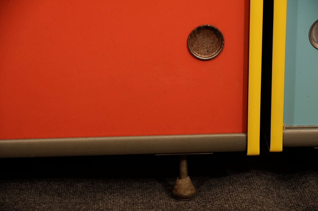 Mid Century Pair of Colorblock Cabinets at 1stDibs