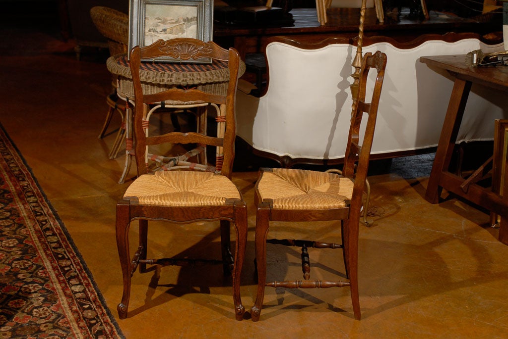 Set Of 4 French Rush Bottom Chairs at 1stDibs