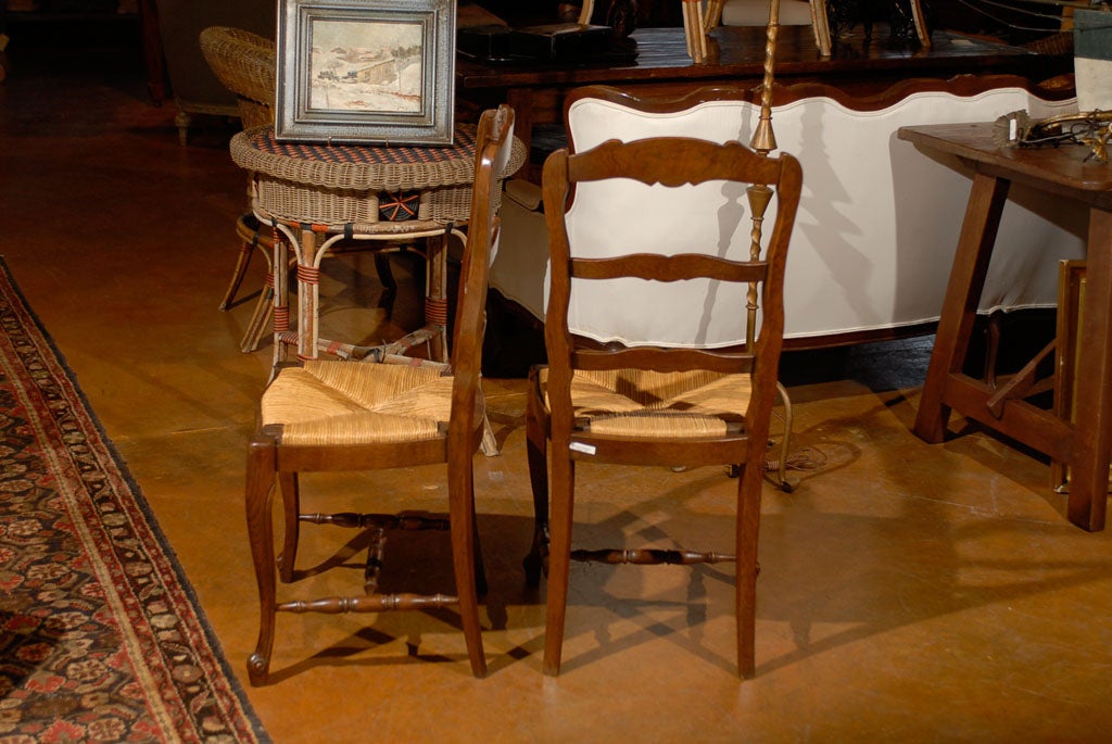 Set Of 4 French Rush Bottom Chairs at 1stDibs